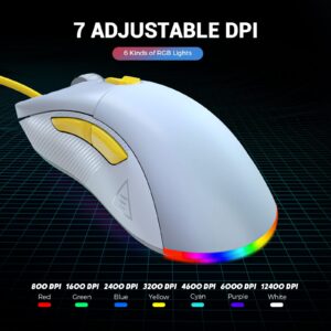 EKSA Gaming Mouse,Lightweight PC Gaming Mice,USB Wired Mouse 12400 DPI Adjustable for Windows/PC/Mac/Laptop Gamer