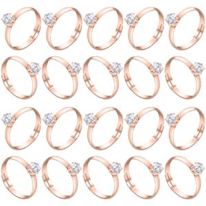 junkin 48 pieces ring bridal wedding fake rings decorations diamond engagement rings bridal shower rings diamond rings for party supply (rose gold)