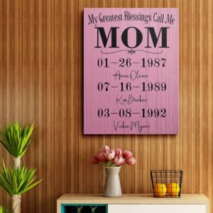 Mothers Day Gifts - Personalized Birthday Gifts For Mom Wife - My Greatest Blessings Call Me Mom & Grandma Custom Canvas Prints For Women - Gift Wrapping Available - Up to 10 Sons or Daughters