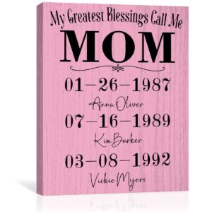 mothers day gifts - personalized birthday gifts for mom wife - my greatest blessings call me mom & grandma custom canvas prints for women - gift wrapping available - up to 10 sons or daughters