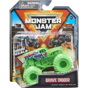 monster jam 2022 spin master 1:64 diecast truck with bonus accessory: hyper fueled grave digger