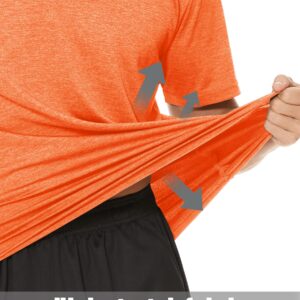 TACVASEN Gym Shirts Men Short Sleeve Workout Running Crew Neck Summer Shirts Athletic Shirts for Men Dry Fit Tshirt Shirts for Men Light Orange