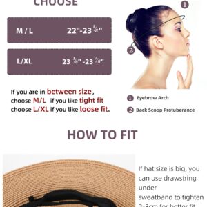 FURTALK Womens Mens Wide Brim Straw Panama Hat Fedora Summer Beach Sun Hat UPF Straw Hat for Women Beige-White