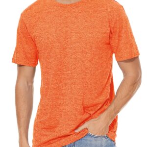 TACVASEN Gym Shirts Men Short Sleeve Workout Running Crew Neck Summer Shirts Athletic Shirts for Men Dry Fit Tshirt Shirts for Men Light Orange