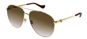 gucci women's cut out metal sunglasses, shiny endura gold, one size