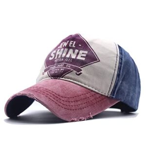 elwow men's women's unisex summer distressed baseball cap trucker sun hat with strap (one size, deep red)