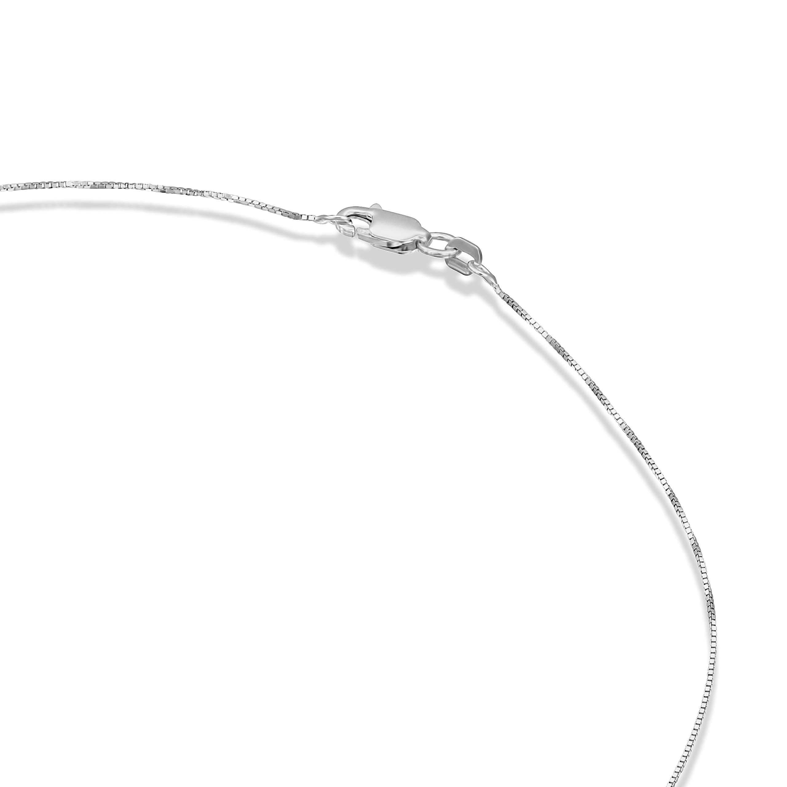 PAVOI Italian Solid 925 Sterling Silver, 22K Gold Plated, 0.6mm Italian Diamond-Cut Square Box Chain Necklace for Men and Women, MADE IN ITALY (18, White Gold)