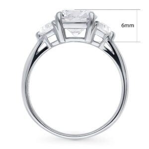 BERRICLE Sterling Silver 3-Stone Wedding Engagement Rings Round Cubic Zirconia CZ Ring for Women, Rhodium Plated Size 5