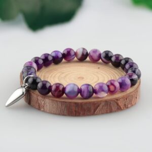 Haoze 60th Birthday Gifts for Women Men, Amethyst Beads Birthday Bracelet for Woman Truning 60 Years Old Jewelry Gift for Women Men Mom Sister Best Friend Wife Boss Birthday Gifts (Amethyst)