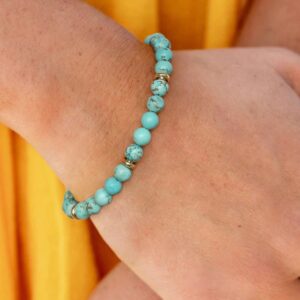 POTESSA Turquoise Gemstone Bracelet Chakra Round Beads Bracelet Healing Reiki 6mm