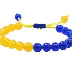 Ukraine Bracelet, Ukraine Flag Healing Crystal Bracelet - Ukraine Jewelry for Women Men Kids (Blue - Yellow Quartz Beaded)