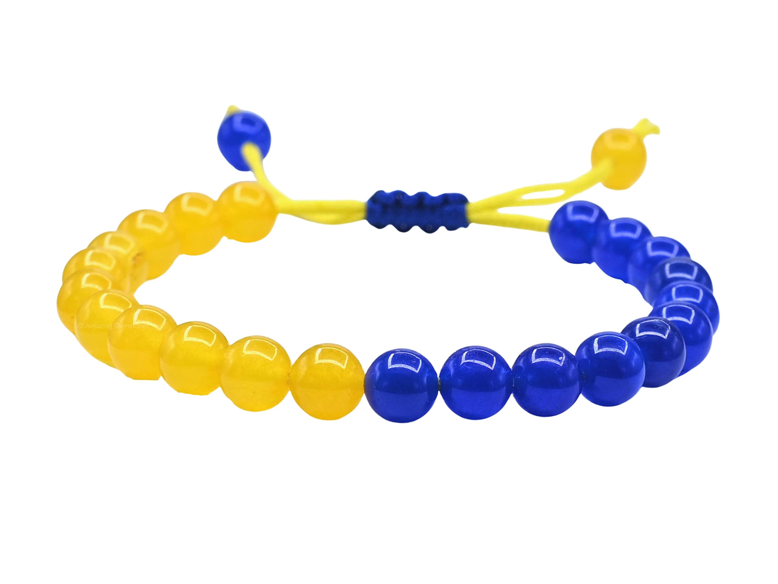 Ukraine Bracelet, Ukraine Flag Healing Crystal Bracelet - Ukraine Jewelry for Women Men Kids (Blue - Yellow Quartz Beaded)