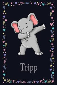 tripp: personalized elephant dabbing notebook for boys with name, elephant journal, perfect cute elephant gifts ... 6 x 9 110 pages.