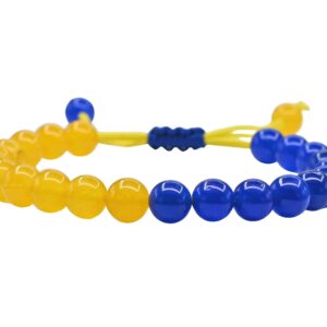 Ukraine Bracelet, Ukraine Flag Healing Crystal Bracelet - Ukraine Jewelry for Women Men Kids (Blue - Yellow Quartz Beaded)