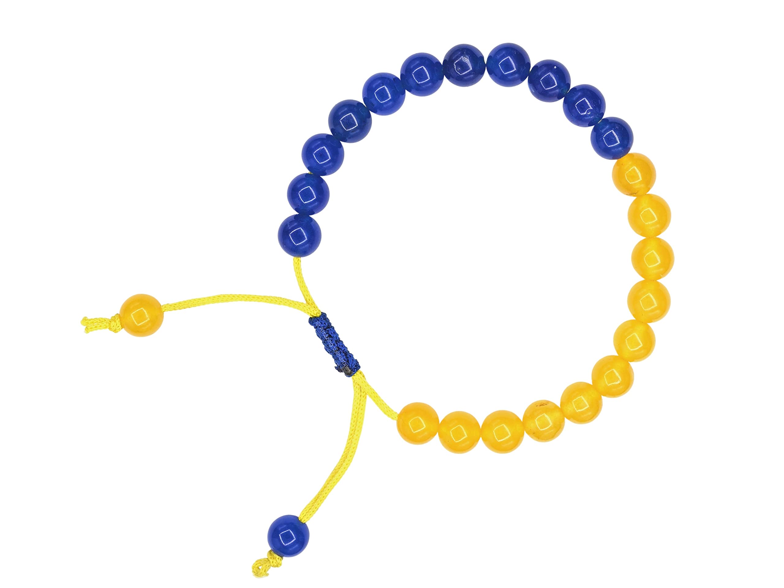 Ukraine Bracelet, Ukraine Flag Healing Crystal Bracelet - Ukraine Jewelry for Women Men Kids (Blue - Yellow Quartz Beaded)