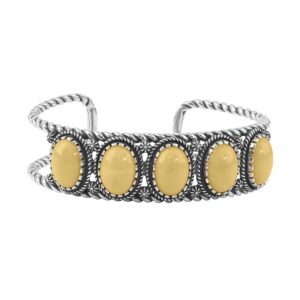 american west jewelry sterling silver women's cuff bracelet yellow jasper gemstone 5-stone design size large