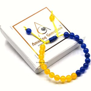 Ukraine Bracelet, Ukraine Flag Healing Crystal Bracelet - Ukraine Jewelry for Women Men Kids (Blue - Yellow Quartz Beaded)