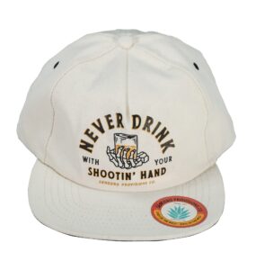 sendero provisions co. shootin hand hat screen printed strapback cap off-white, one size