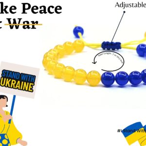 Ukraine Bracelet, Ukraine Flag Healing Crystal Bracelet - Ukraine Jewelry for Women Men Kids (Blue - Yellow Quartz Beaded)