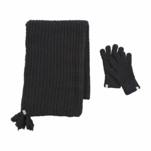 mud pie chenille womens glove and scarf set, one size, black