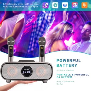 Karaoke Machine for Adults and Kids,Portable Bluetooth 2 Wireless Karaoke Microphone with Holder/USB/TF Card/AUX-in, PA Speaker System for Home Party, Picnic,Car,Outdoor/Indoor