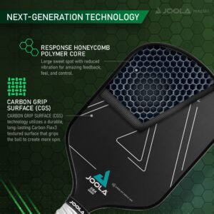 JOOLA Vision Pickleball Paddle with Textured Carbon Grip Surface Technology for Maximum Spin and Control with Added Power - Polypropylene Honeycomb Core Pickleball Racket 16mm