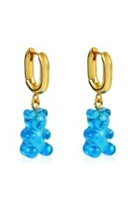 vinchic cute bear earrings for women 18k gold drop earrings dangle blue earrings