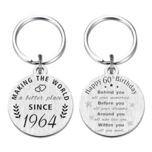 abnty 60th birthday gifts for women men, 60 year old birthday keychain, born in 1964 gifts, 1964 birthday decorations