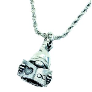 chubbychicocharms book lover gnome 3d charm 20" chain necklace with focal charm made in usa from genuine american pewter! for women, girls, teen