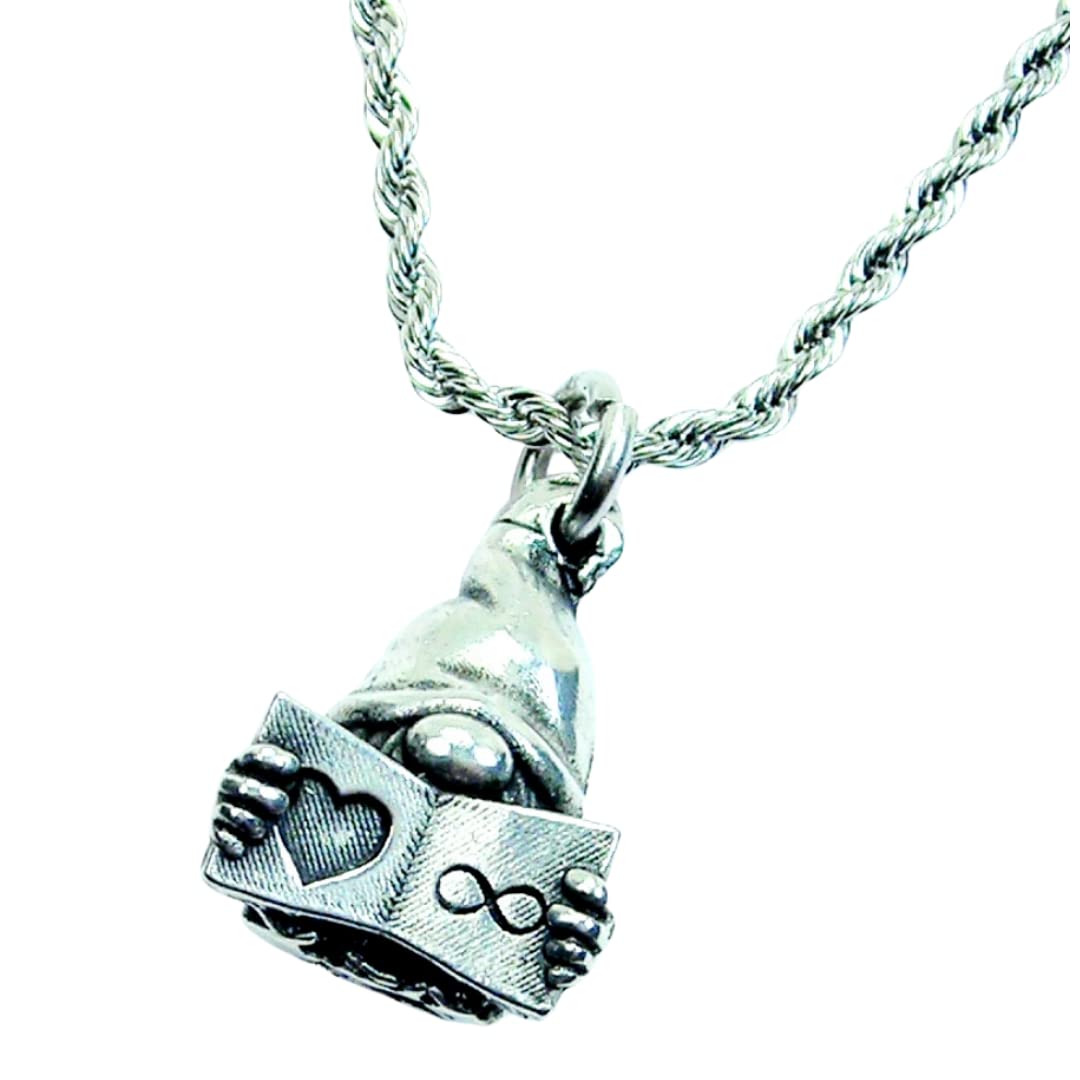 ChubbyChicoCharms Book Lover gnome 3D charm 20" Chain Necklace With Focal Charm Made In USA from Genuine American Pewter! For Women, Girls, Teen