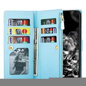 BOYUHII Silicone Protective Case for Phone for Samsung Galaxy A20e / A10e Multi-Card Slots Starry Sky Laser Carving Glitter Zipper Horizontal Flip Leather Case with Holder & Wallet & Lanyard ATCYE