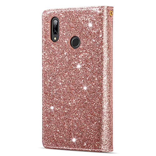 BOYUHII Silicone Protective Case for Phone for Samsung Galaxy M40 / A60 Multi-Card Slots Starry Sky Laser Carving Glitter Zipper Horizontal Flip Leather Case with Holder & Wallet & Lanyard ATCYE