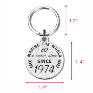 ABNTY 50th Birthday Gifts for Women Men, 50 Year Old Birthday Keychain, Born in 1974 Gifts, 1974 Birthday Decorations