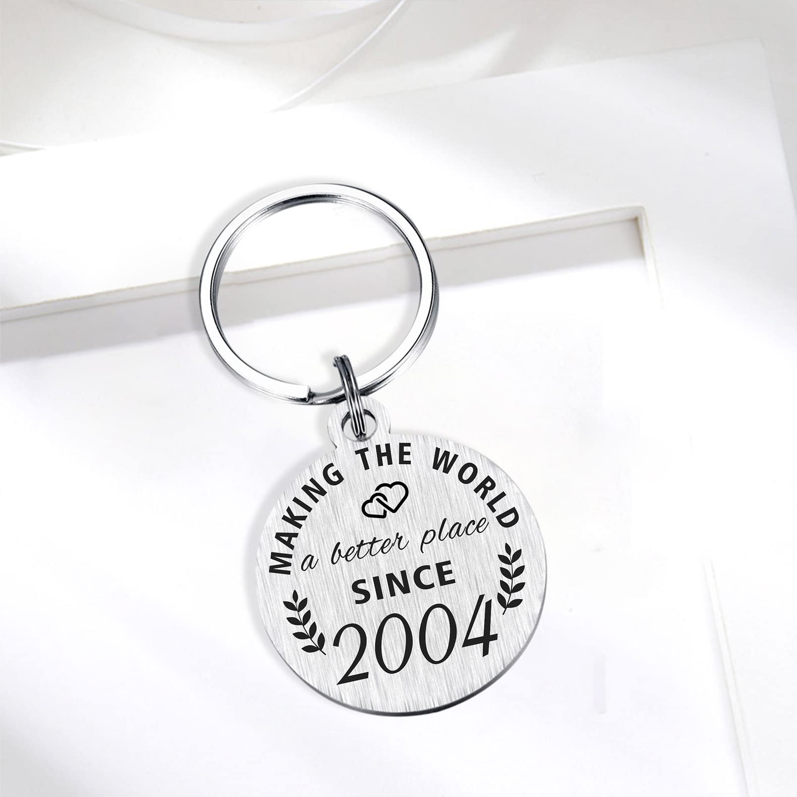 ABNTY 20th Birthday Gifts for Women Men, 20 Year Old Birthday Keychain, Born in 2004 Gifts, 2004 Birthday Decorations