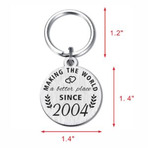 ABNTY 20th Birthday Gifts for Women Men, 20 Year Old Birthday Keychain, Born in 2004 Gifts, 2004 Birthday Decorations