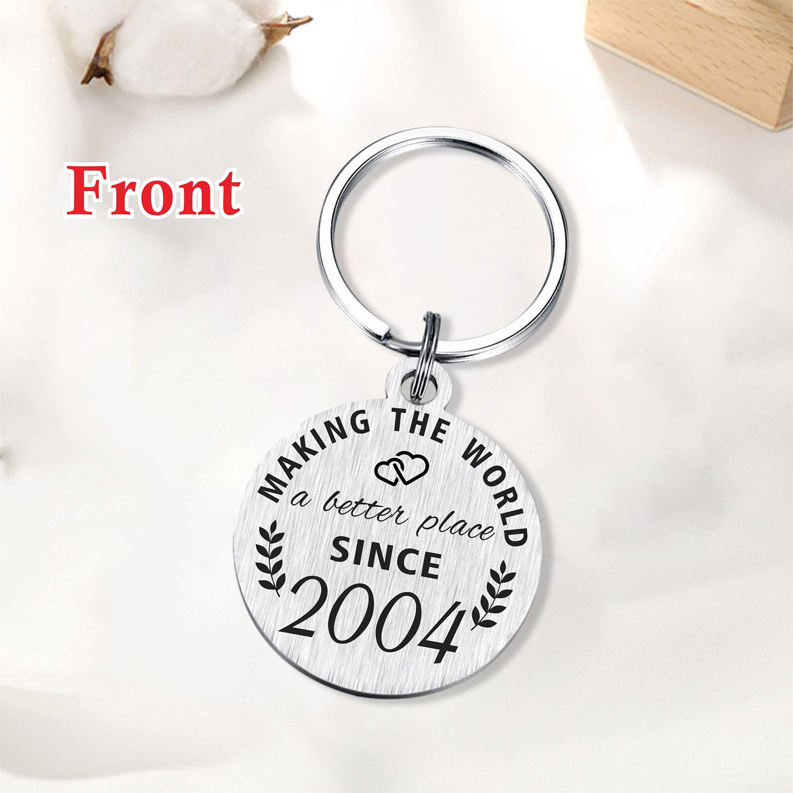 ABNTY 20th Birthday Gifts for Women Men, 20 Year Old Birthday Keychain, Born in 2004 Gifts, 2004 Birthday Decorations