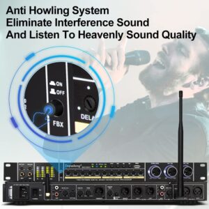 Depusheng REV3900 KTV Pre-Effector Household Reverberator Karaoke Anti-Howling Audio Processor USB Bluetooth Device with Microphone