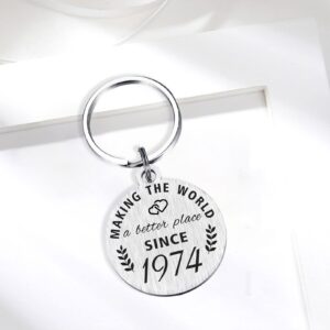 ABNTY 50th Birthday Gifts for Women Men, 50 Year Old Birthday Keychain, Born in 1974 Gifts, 1974 Birthday Decorations