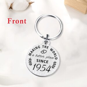 ABNTY 70th Birthday Gifts for Women Men, 70 Year Old Birthday Keychain, Born in 1954 Gifts, 1954 Birthday Decorations