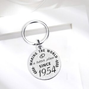 ABNTY 70th Birthday Gifts for Women Men, 70 Year Old Birthday Keychain, Born in 1954 Gifts, 1954 Birthday Decorations