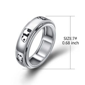 HOOHWE Spinner Rings for Anxiety,S925 Sterling Silver Fidget Anxiety Worry Relieving Boredom ADHD Autism Band Rings for Teen Girls (2-Panda Rings, 9)