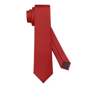 kooelle men's skinny ties solid pure color 2.35" (6cm) plain formal slim thin red ties for men