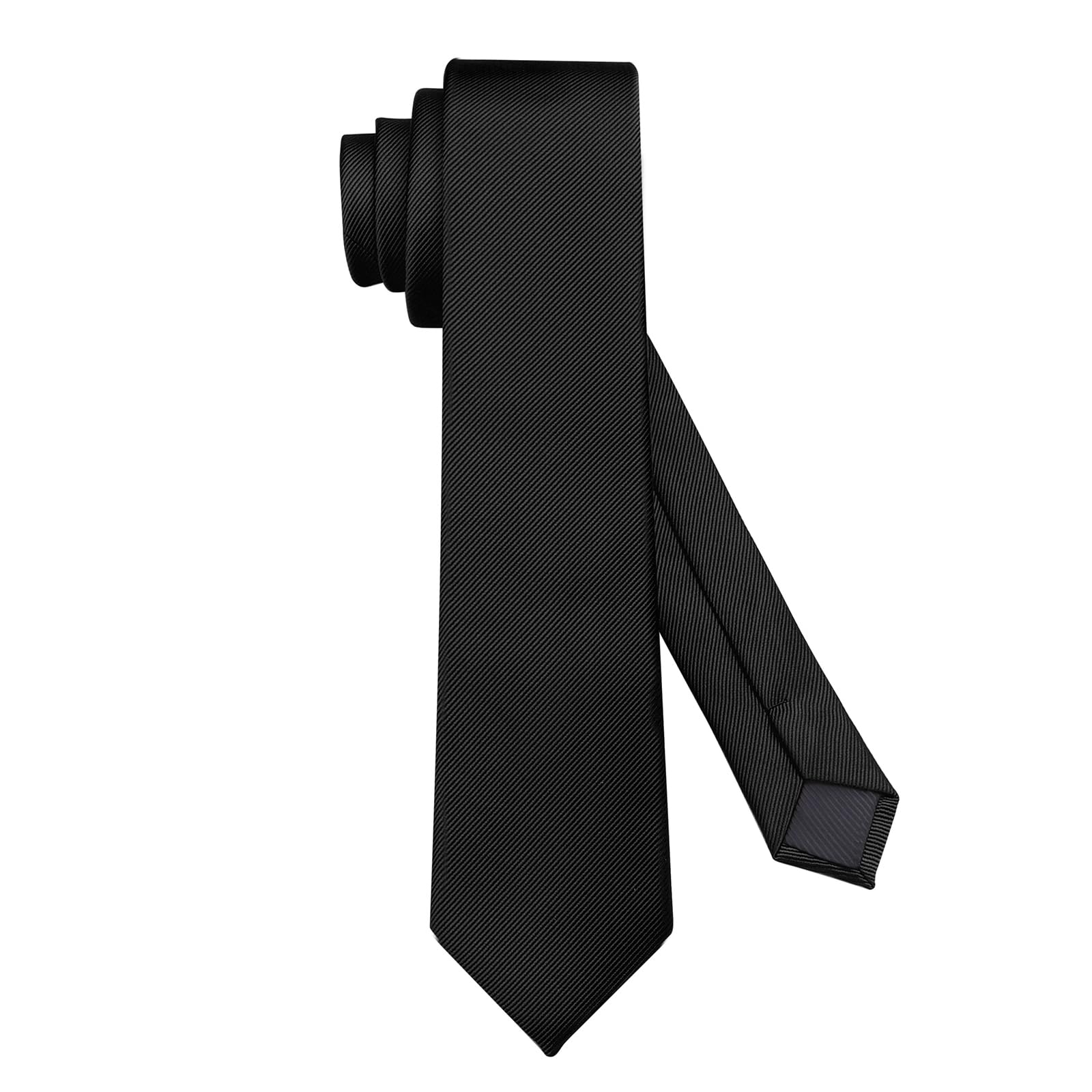 KOOELLE Men's Skinny Ties Solid Pure Color 2.35" (6CM) Plain Formal Slim Black Ties For Men