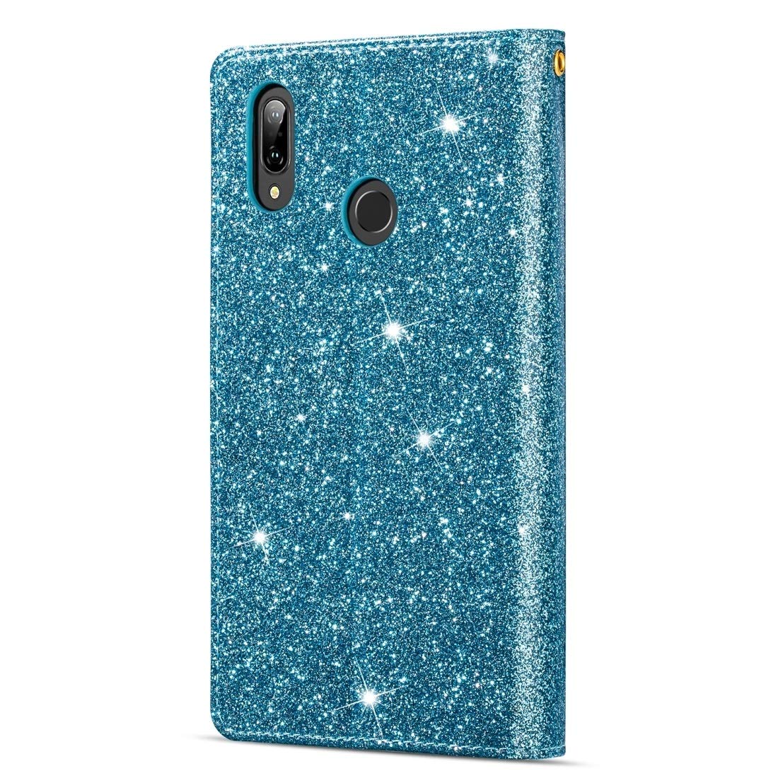 BOYUHII Silicone Protective Case for Phone for Samsung Galaxy A40 Multi-Card Slots Starry Sky Laser Carving Glitter Zipper Horizontal Flip Leather Case with Holder & Wallet & Lanyard ATCYE