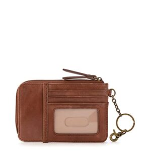 The Sak Iris Wallet in Leather, Elevated Card Holder with Keychain, Teak Leaf Embossed