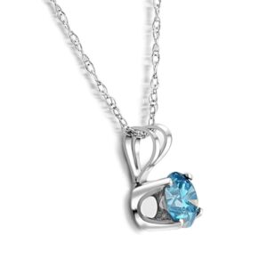 3/8Ct Round Blue Diamond Solitaire 14K White Gold Pendant Necklace Lab Grown