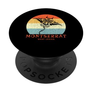 montserrat, west indies vintage tribal manta ray vacation popsockets swappable popgrip