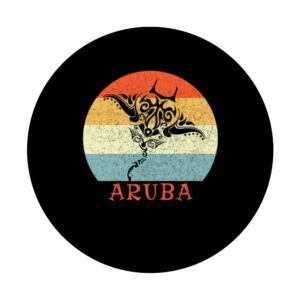 Aruba, West Indies Vintage Tribal Manta Ray Vacation PopSockets Swappable PopGrip