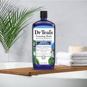 Dr Teal's Foaming Bath with Pure Epsom Salt, Refresh & Revitalize with Vitamins A, B & C, 34 fl oz (Pack of 4) (Packaging May Vary)