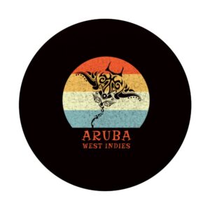 Aruba, West Indies Vintage Tribal Manta Ray Vacation PopSockets Swappable PopGrip